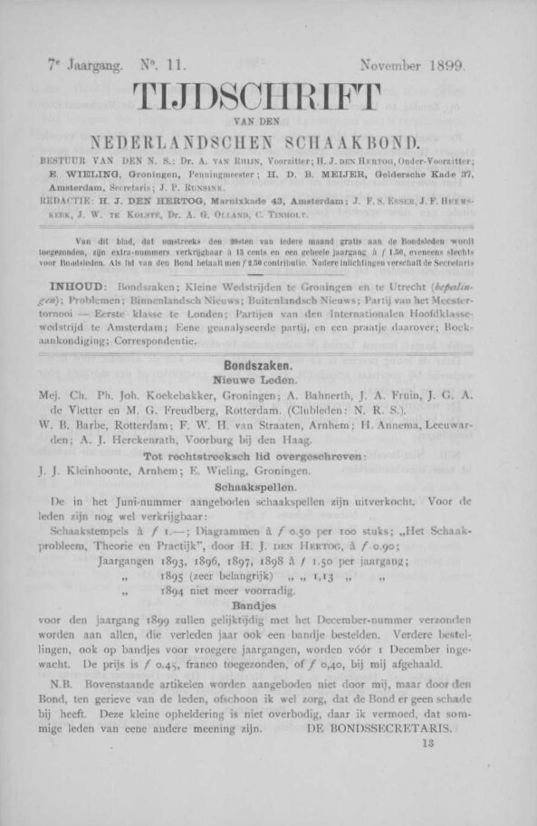 Tijdschrift 1899 - november - Schaken